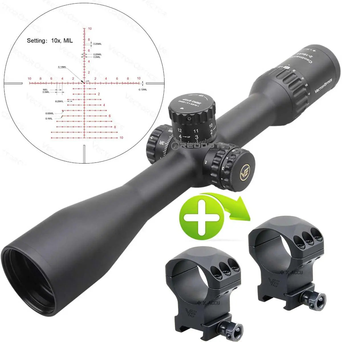 Lunette Continental X8 2-16x44 IR SFP Tactical Scope ED - RedDotSight